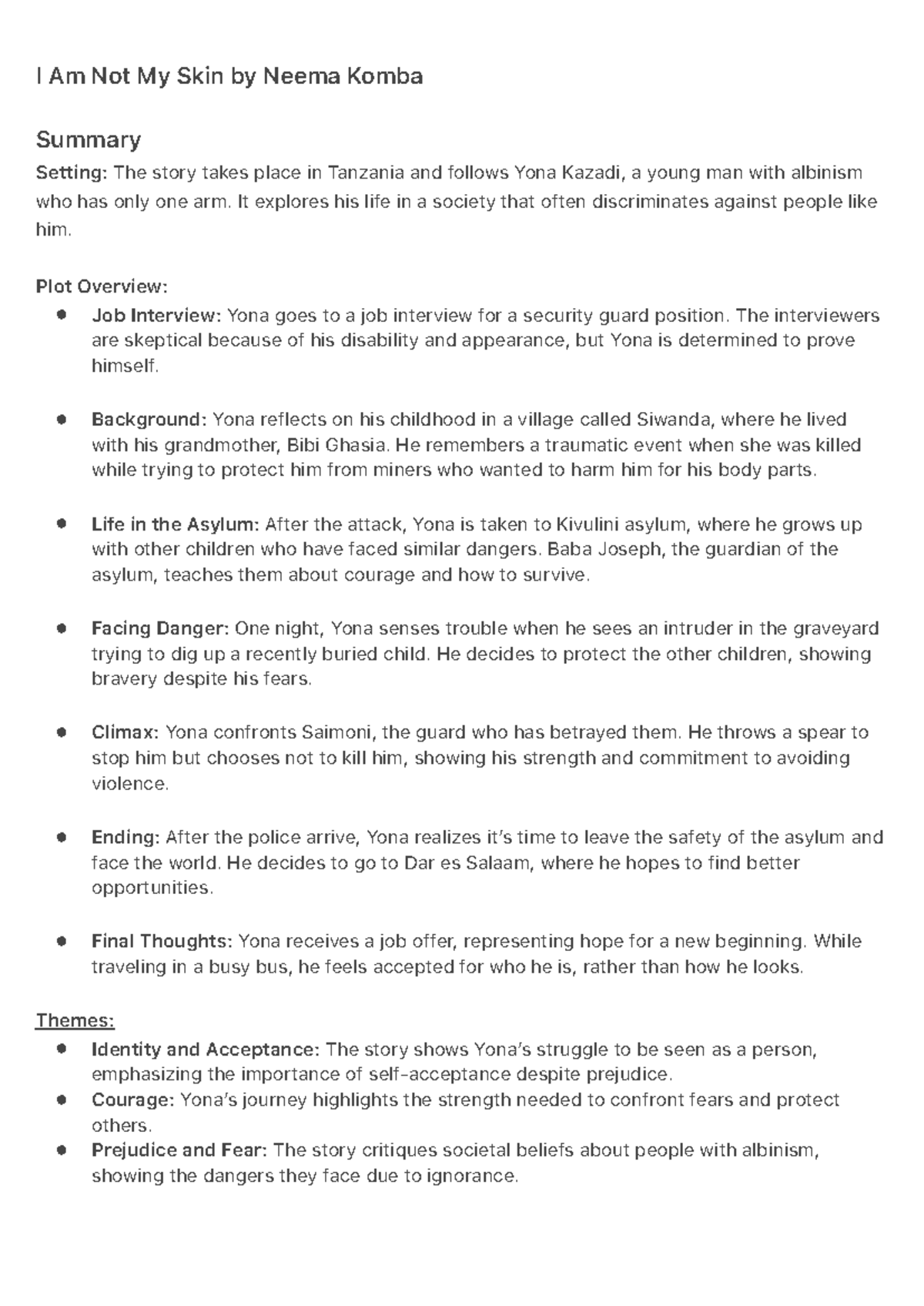 I Am Not My Skin (Final Exam Study) - Summary & Character Analysis ...