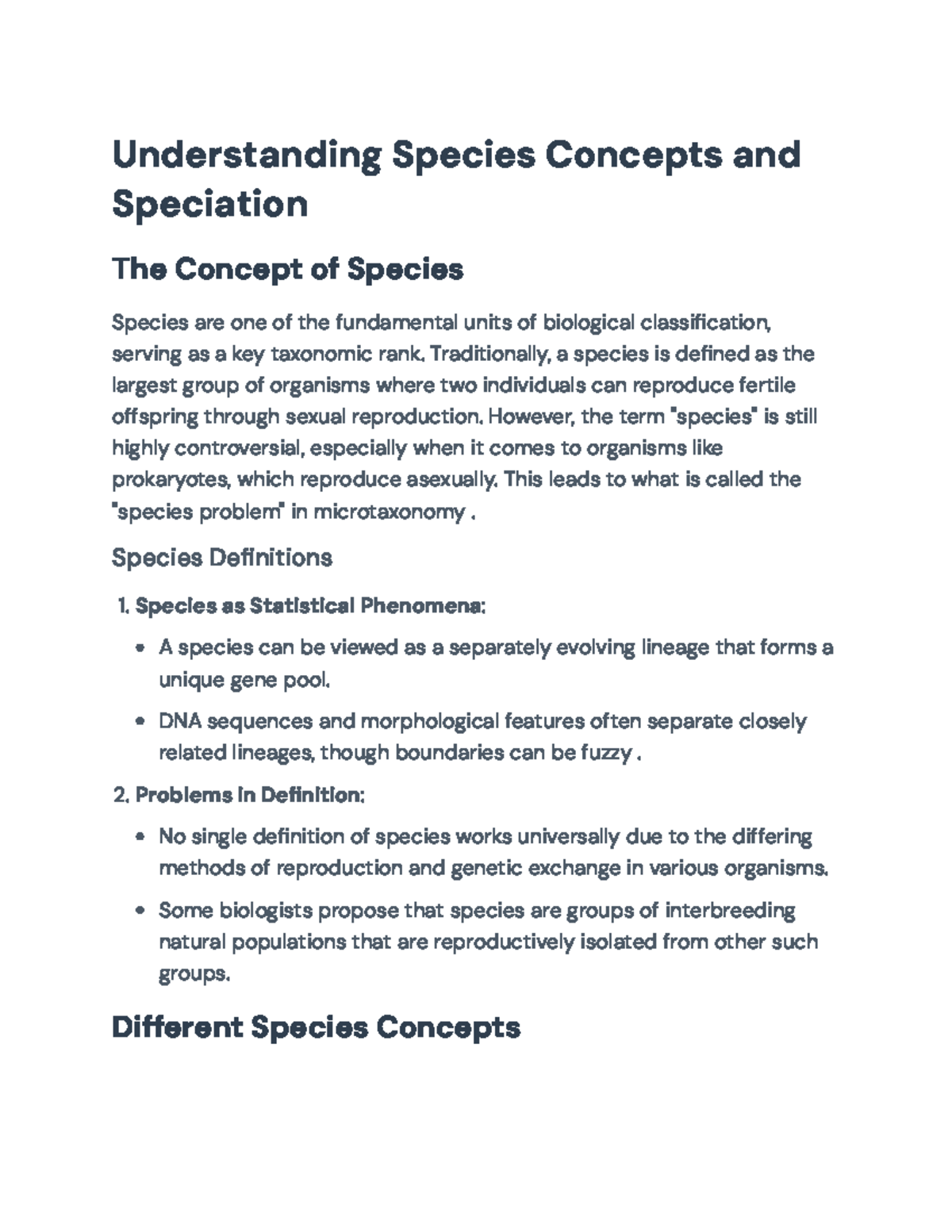 Understanding Species Concepts and Speciation in Biology - Understanding Species Concepts and ...