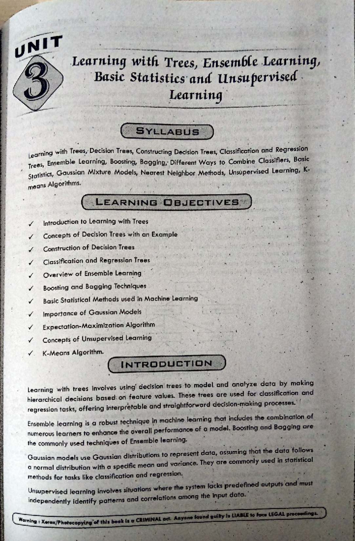 Learning with Trees, Ensemble Learning, Basic Statistics & Unsupervised ...