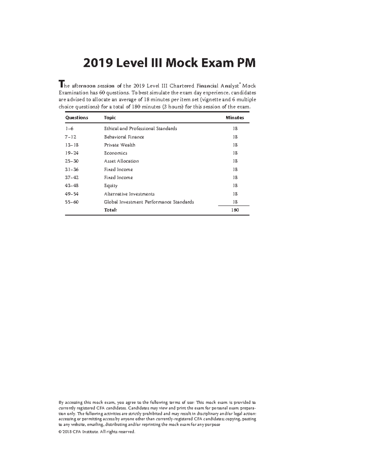 2019 CFA Level III Mock Exam A PM Review and Case Scenarios - Studocu