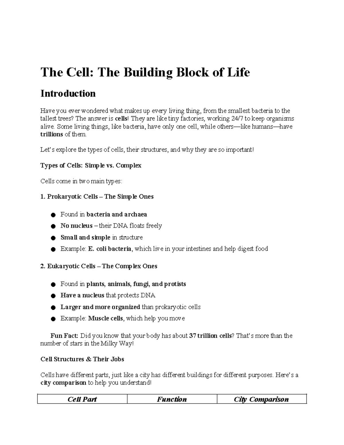The Cell - Study Guide for Better Exam Prep in BIO101 - Studocu