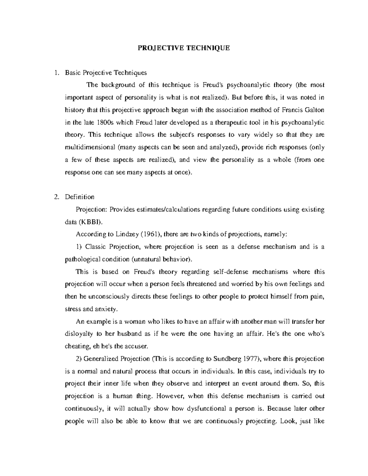 46. Projective Techniques in Psychodiagnostics: An Overview - Studocu