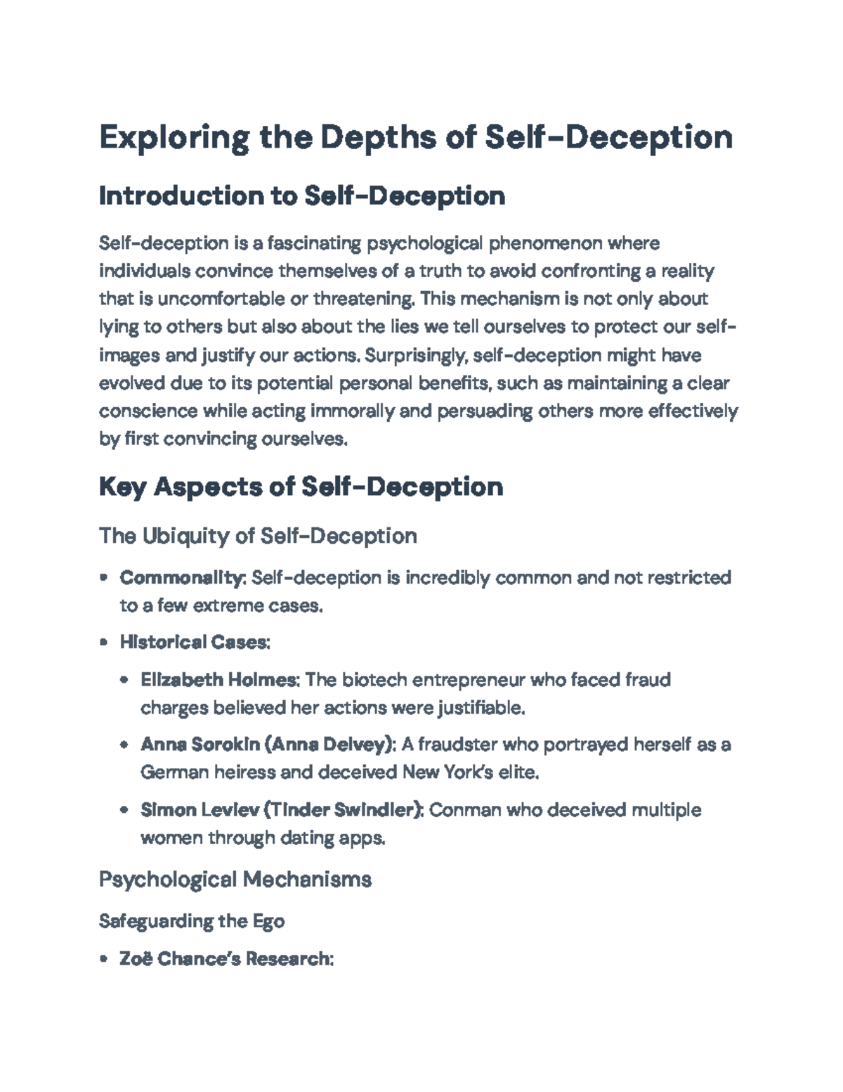 Psych 101: Insights into Self-Deception and Its Real-Life Implications ...