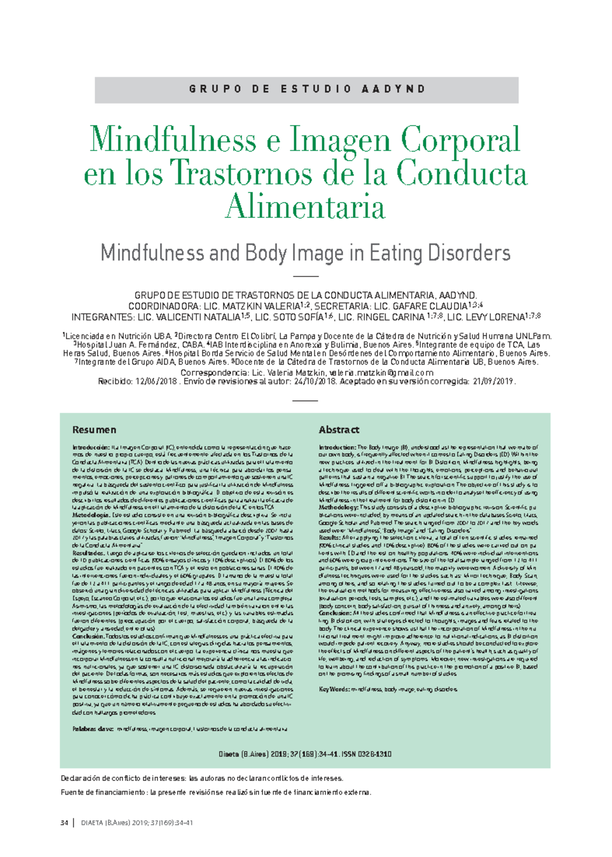 Mindfulness y la Imagen Corporal en los TCA: Revisión Bibliográfica ...