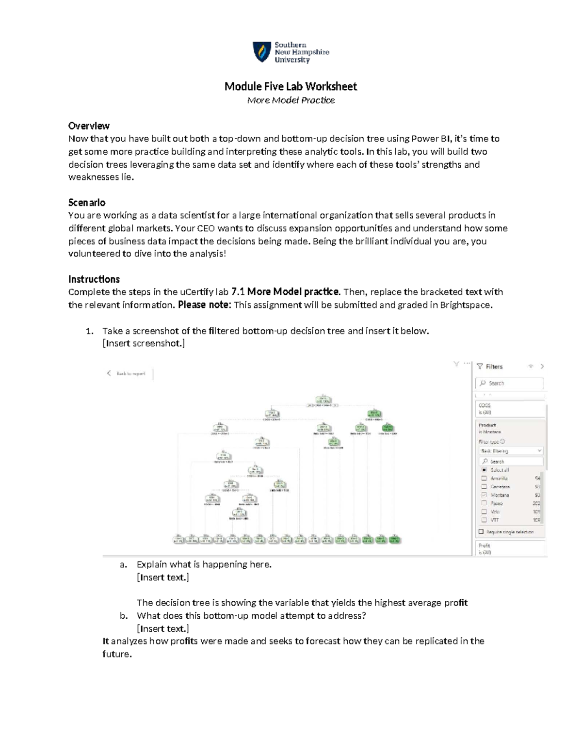 DAT 520 Module 5 Lab Worksheet: Decision Tree Analysis Practice - Studocu