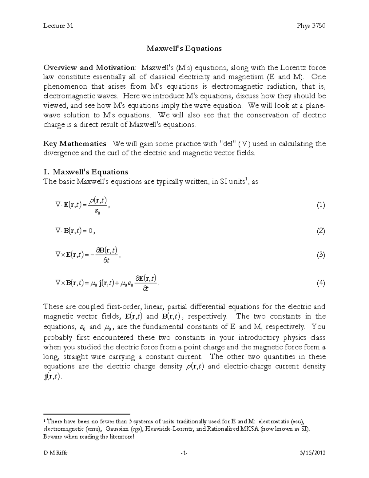 Lecture 31: An Overview of Maxwell's Equations in Phys 3750 - Studocu