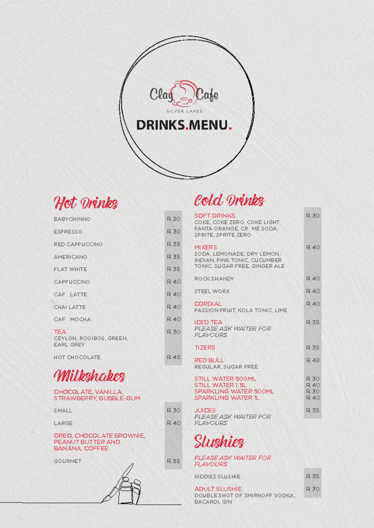 Clay Cafe Drinks Menu - Cold & Hot Beverages A4 - 123 - Studocu
