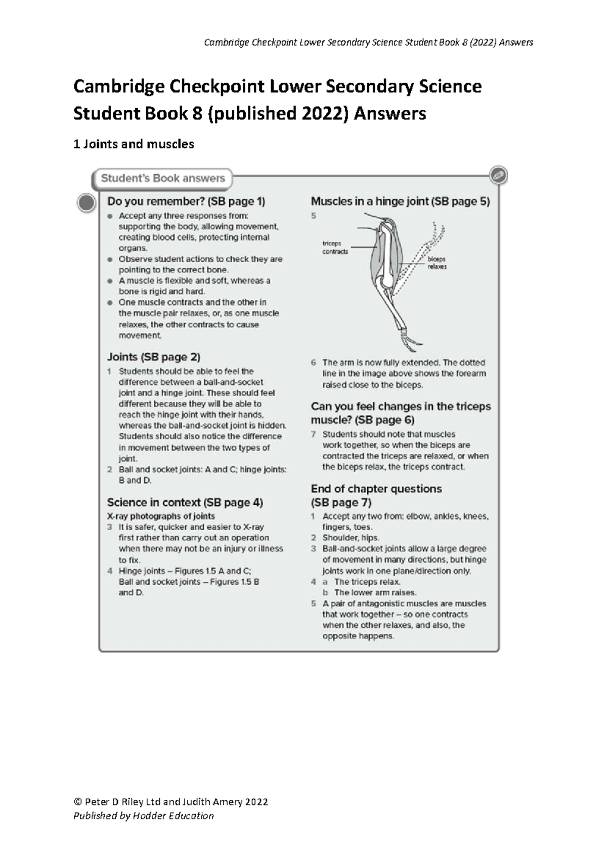 Cambridge Checkpoint Lower Secondary Science Student Book 8 Answers ...