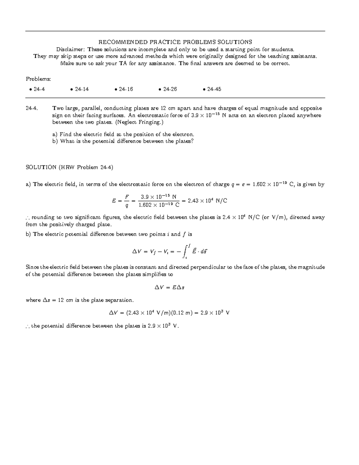 Tutorial 3 with answers - Phys 1004 - Carleton - Studocu