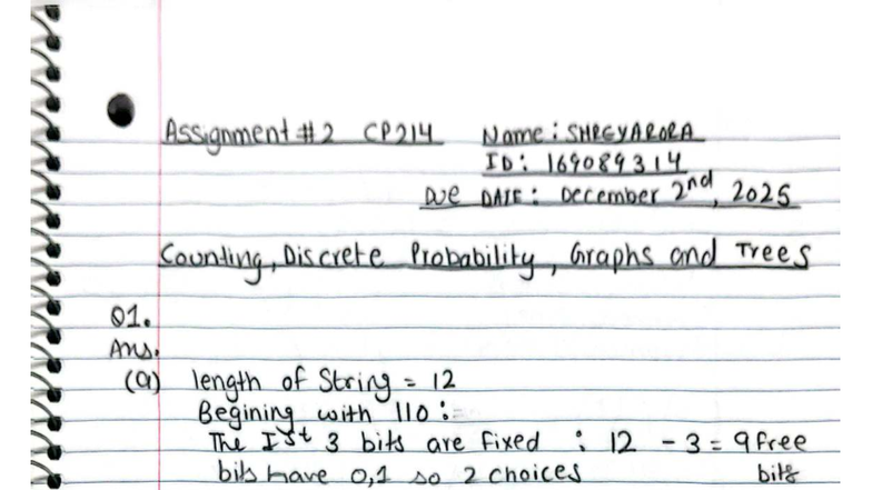 Assignment CP214: Discrete Probability, Graphs & Trees Solutions - Studocu