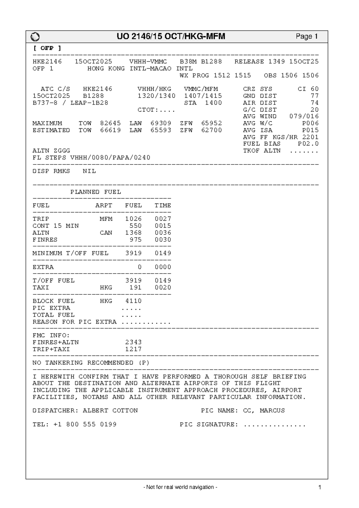 UO 2146 Flight Briefing and Weather Report - 15 Oct 2025 - Studocu