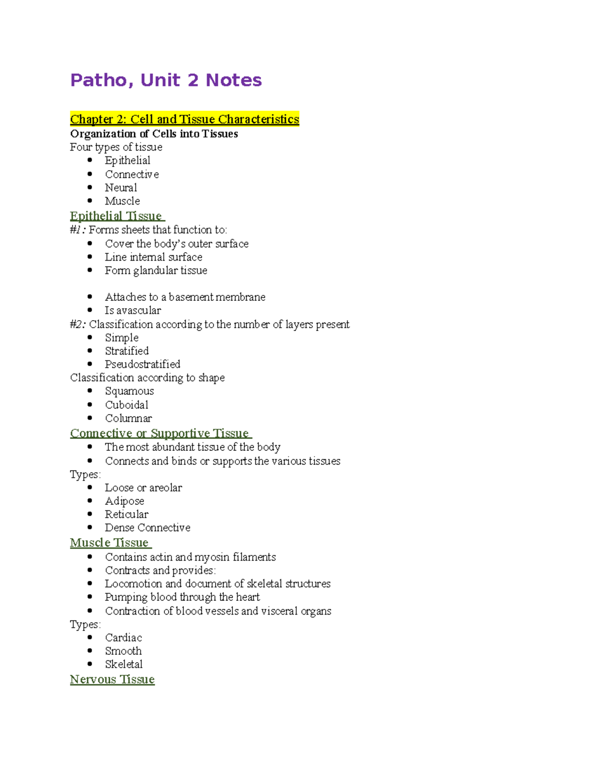 Pathophysiology Lecture Notes: Unit 2 Overview and Key Concepts - Studocu