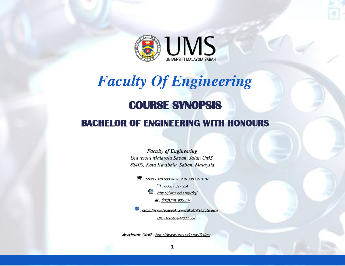 Course Structure - information - Faculty Of Engineering COURSE SYNOPSIS ...