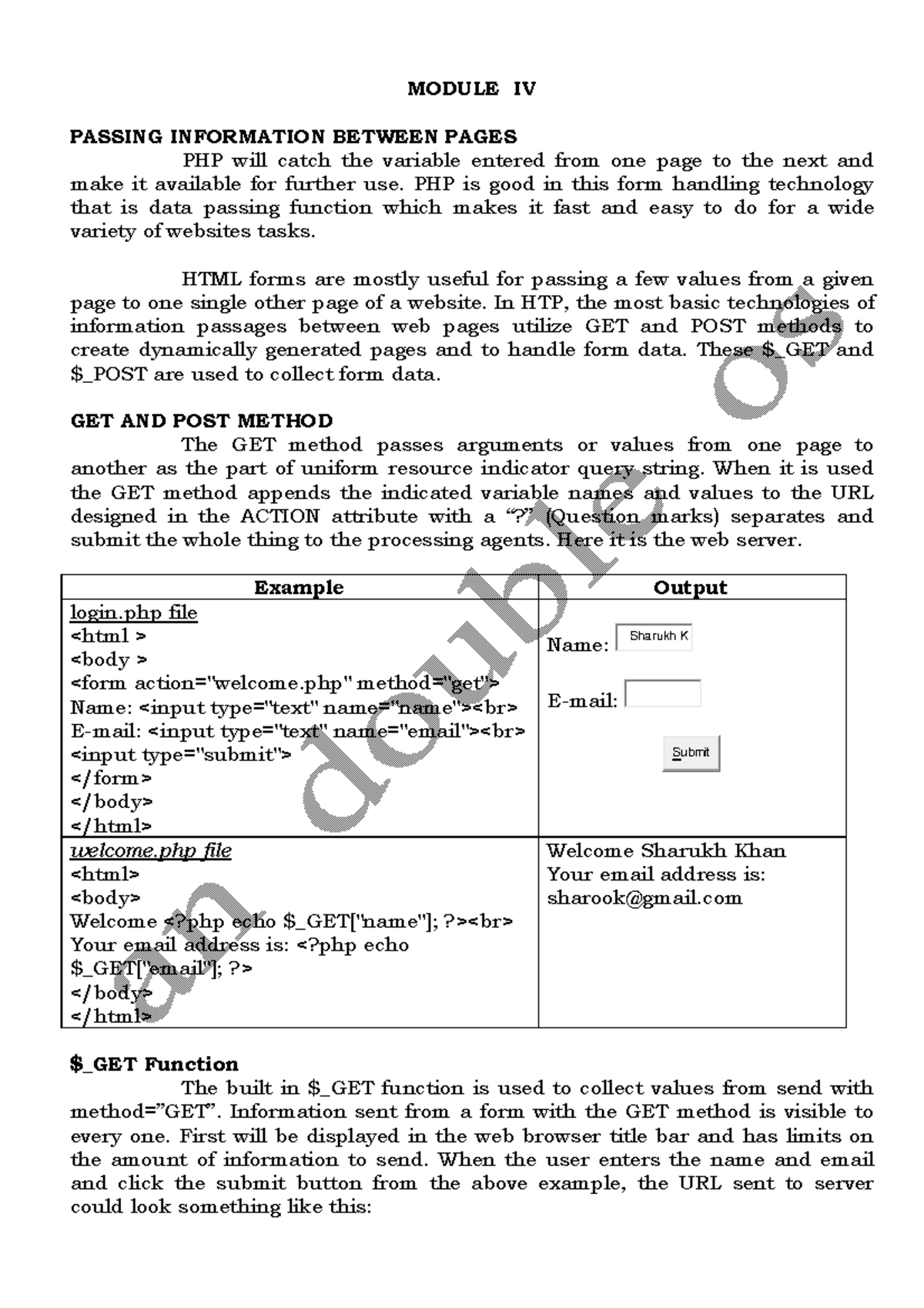 Php 4 th module - Php lecture note - - Studocu