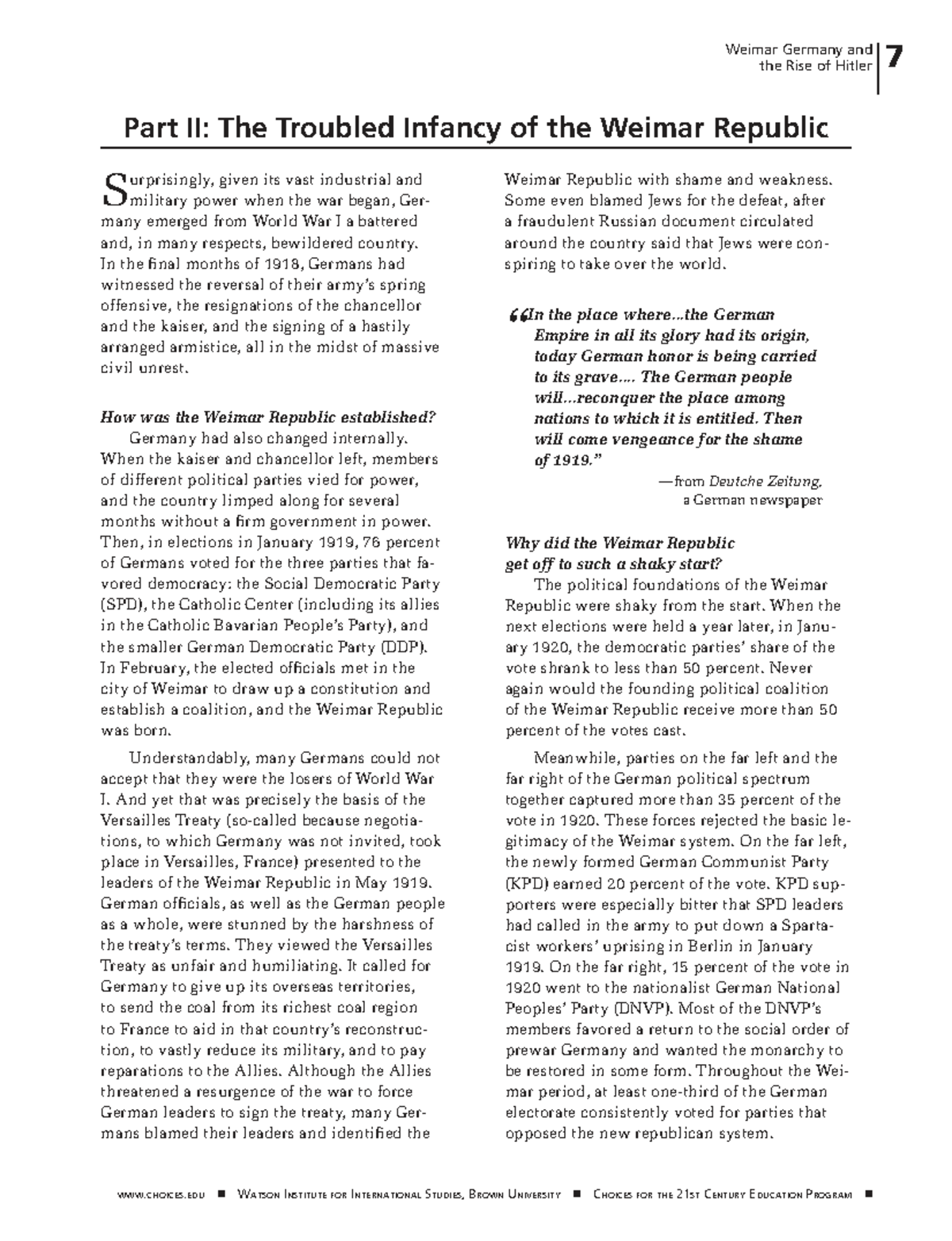 Weimar Germany and the Rise of Hitler: The Early Challenges of the ...