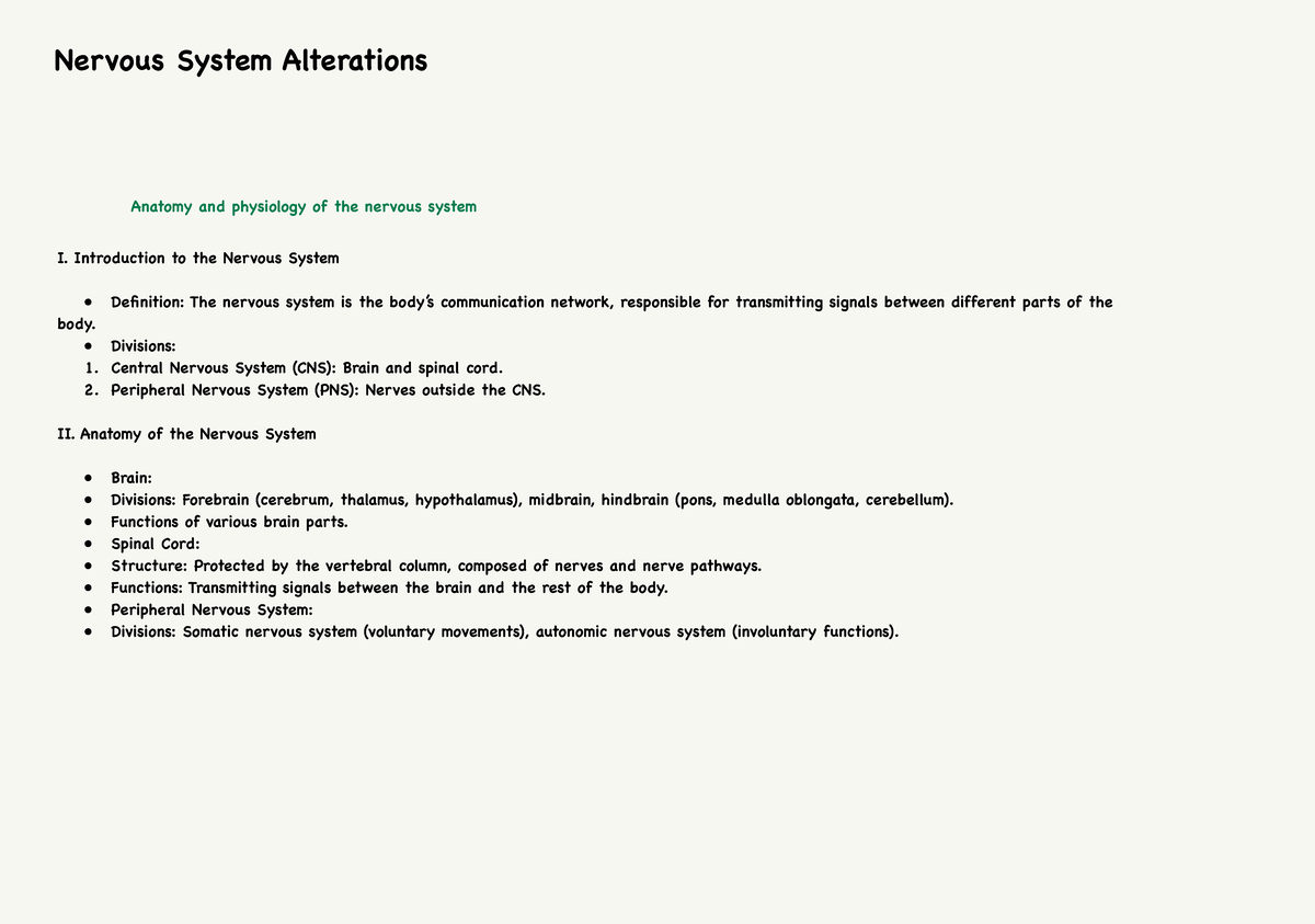 Nursing study, study notes, anatomy, and physiology of the nervous ...