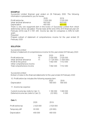 [Solved] 4 Prepare the income tax note only the tax rate reconciliation ...