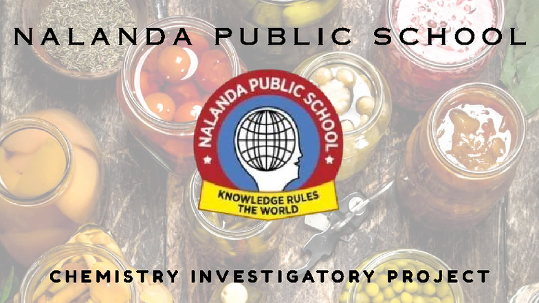 Chemistry Project XII CBSE: Rate of Fermentation Study - Studocu