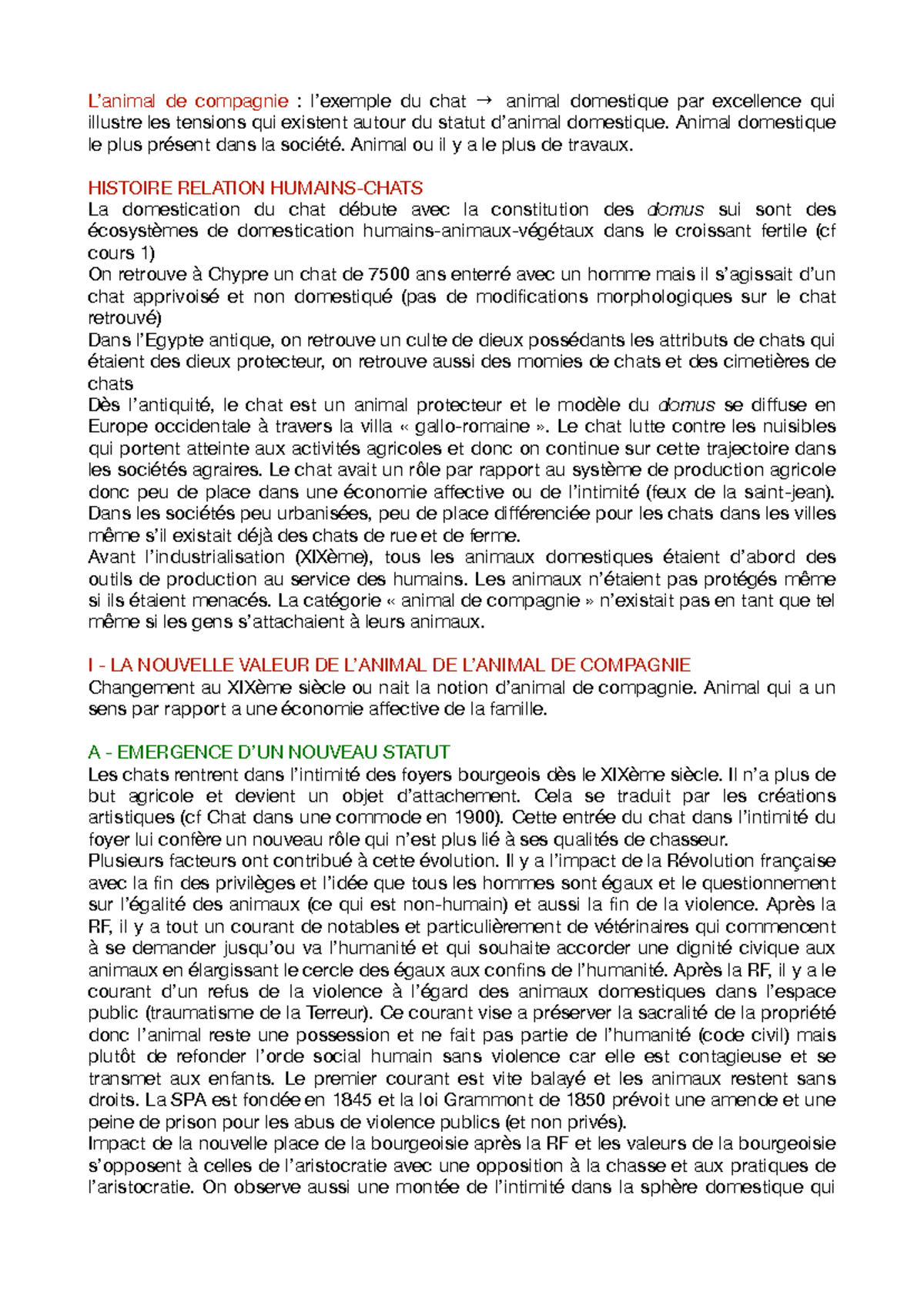 Cours-3-VT 02032022 - Notes de cours 3 - L’animal de compagnie : l ...