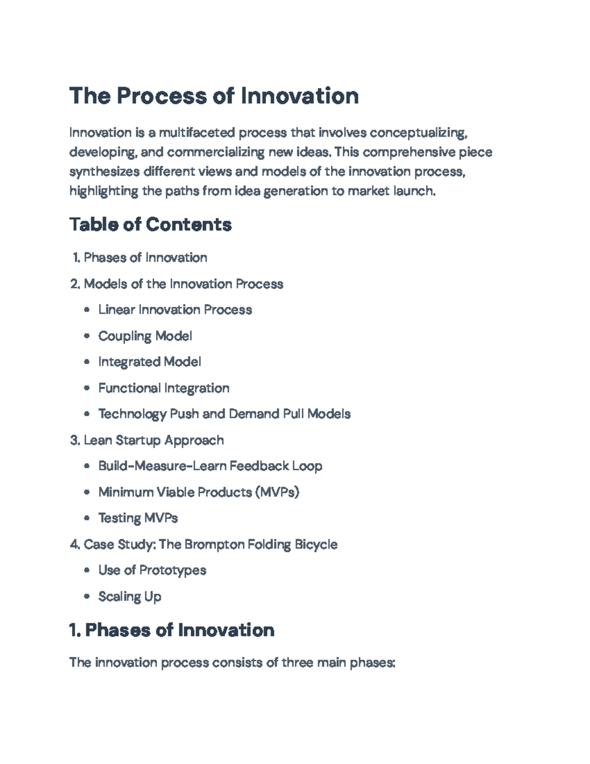 The Innovation Process: Models, Phases, and Lean Startup Insights - The ...