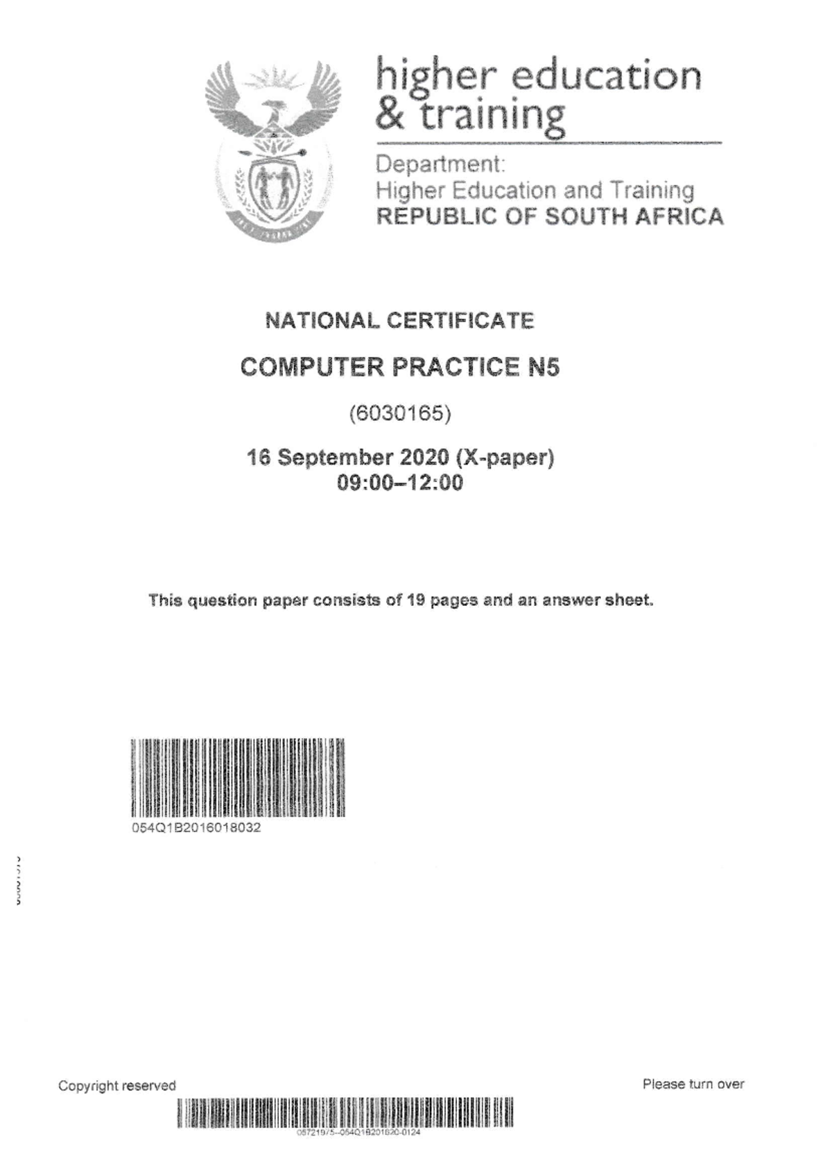 Computer Practice N5 Final Exam Question Paper - 16 September 2020 ...