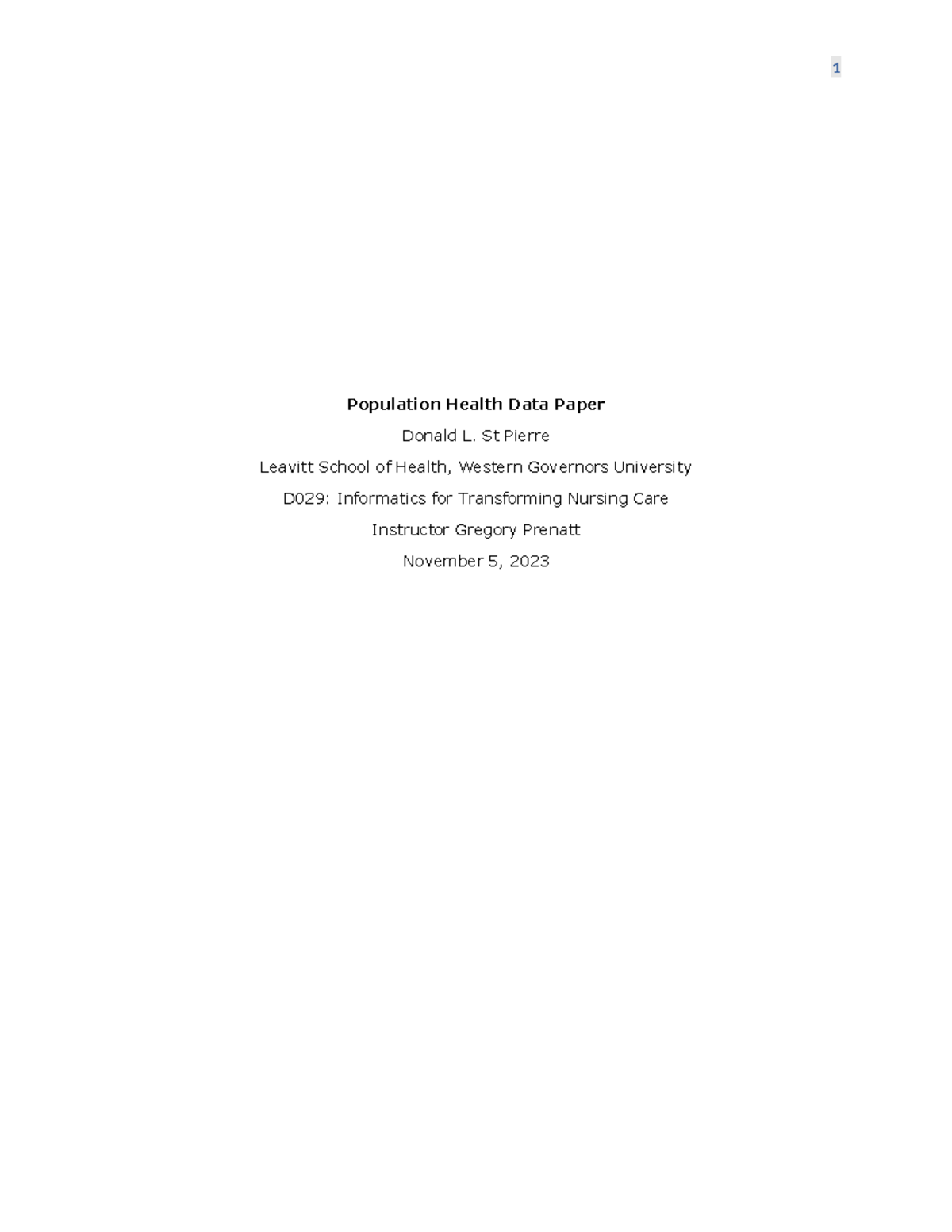 Population Health Data Paper live - Population Health Data Paper Donald ...