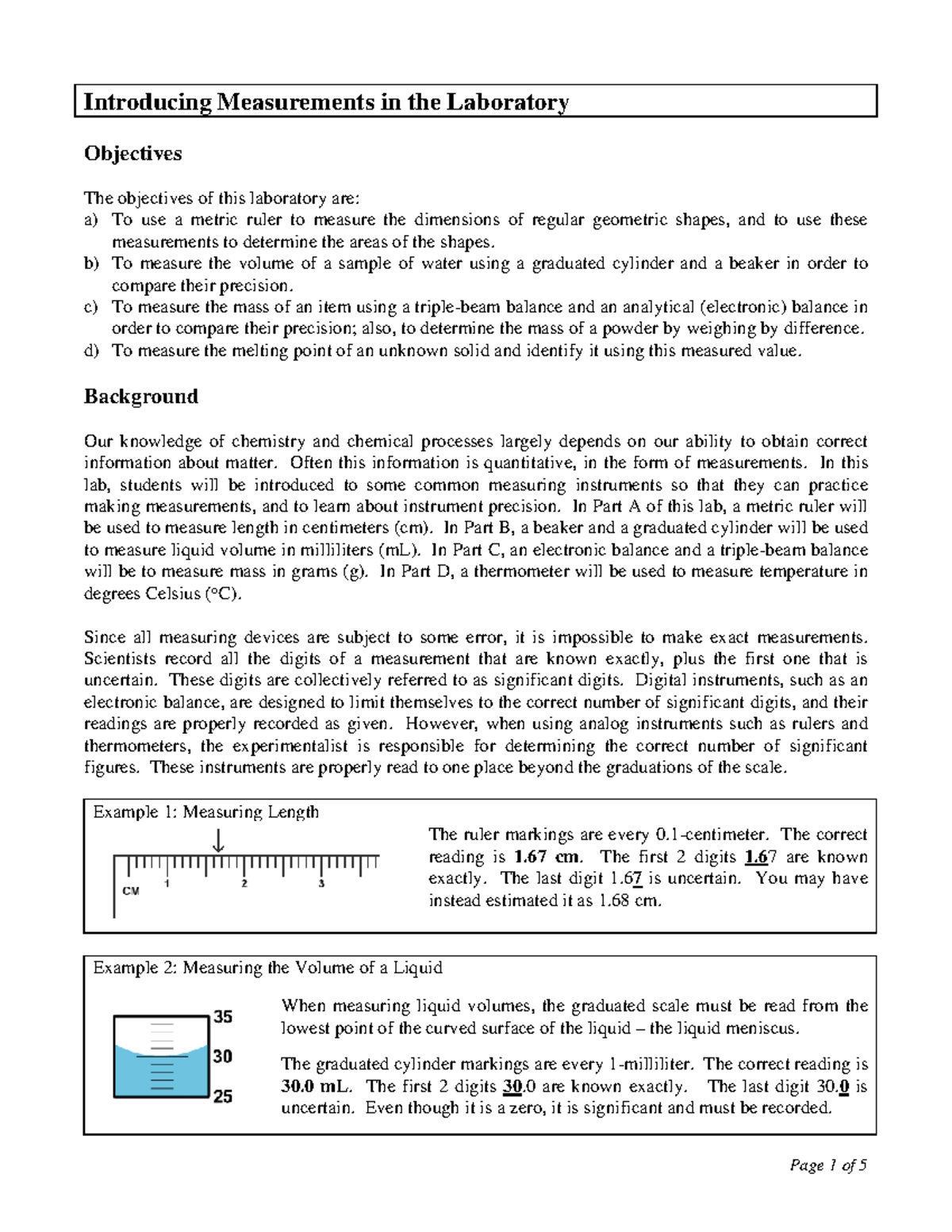 Laboratory Introduction to Measurements: Objectives & Techniques (Ch10 ...