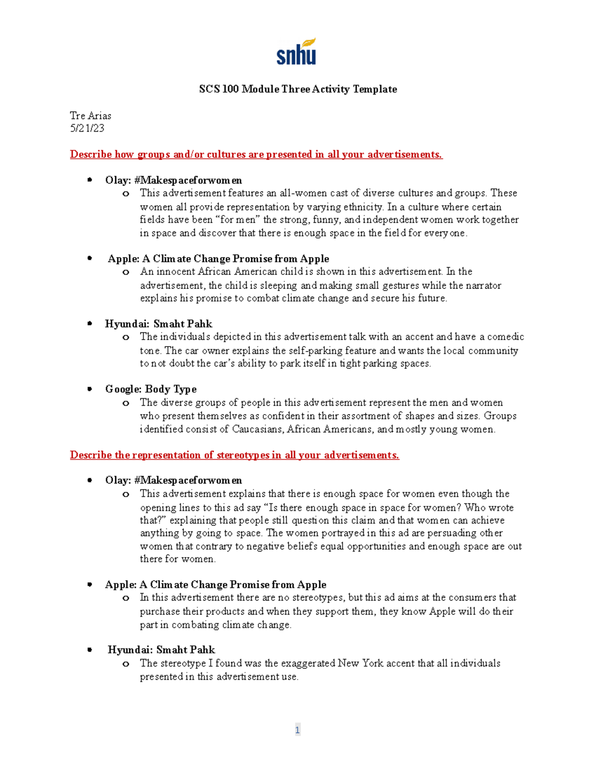SCS 100 Module Three Activity Template - SCS 100 Module Three Activity ...