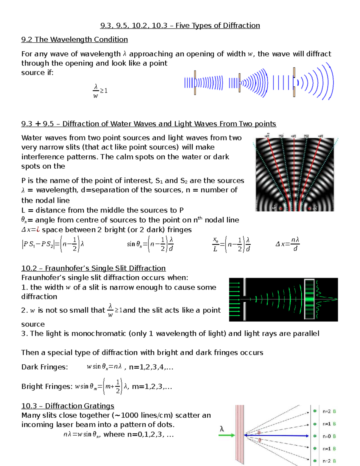 9.3, 9.5, 10.2, 10.3 Types of Diffraction: Wave Behavior Explained ...
