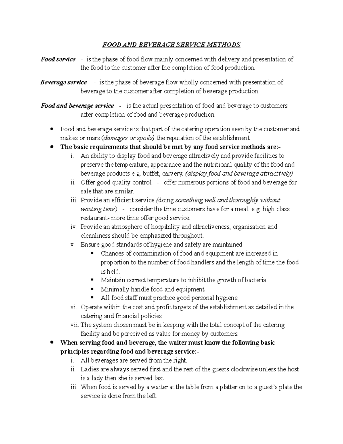 Gueridon Service in Food & Beverage: A Comprehensive Guide - Studocu