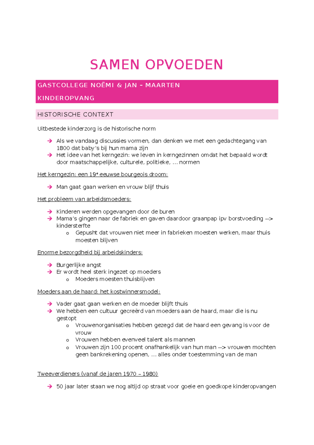 Gastcollege: Historische Context van Kinderopvang en Vaderbetrokkenheid ...