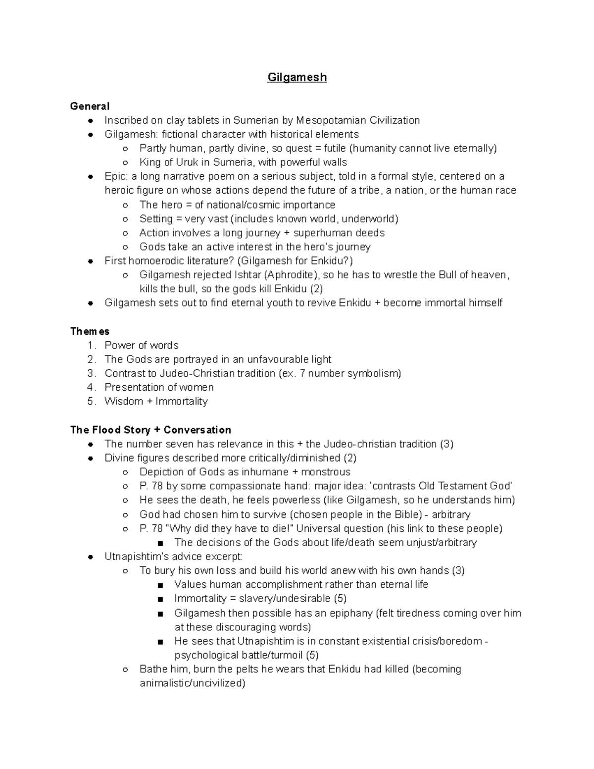 English Midterm Study Notes: Gilgamesh & The Odyssey Analysis - Studocu