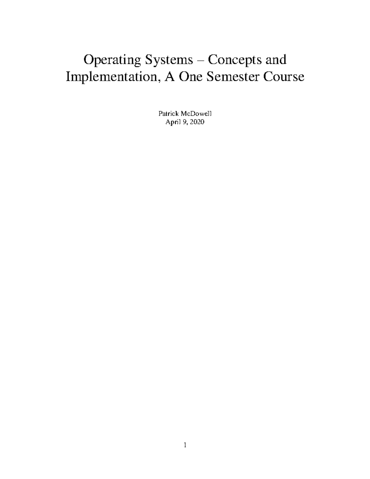 Operating Systems (OS) Concepts & Implementation - One Semester ...