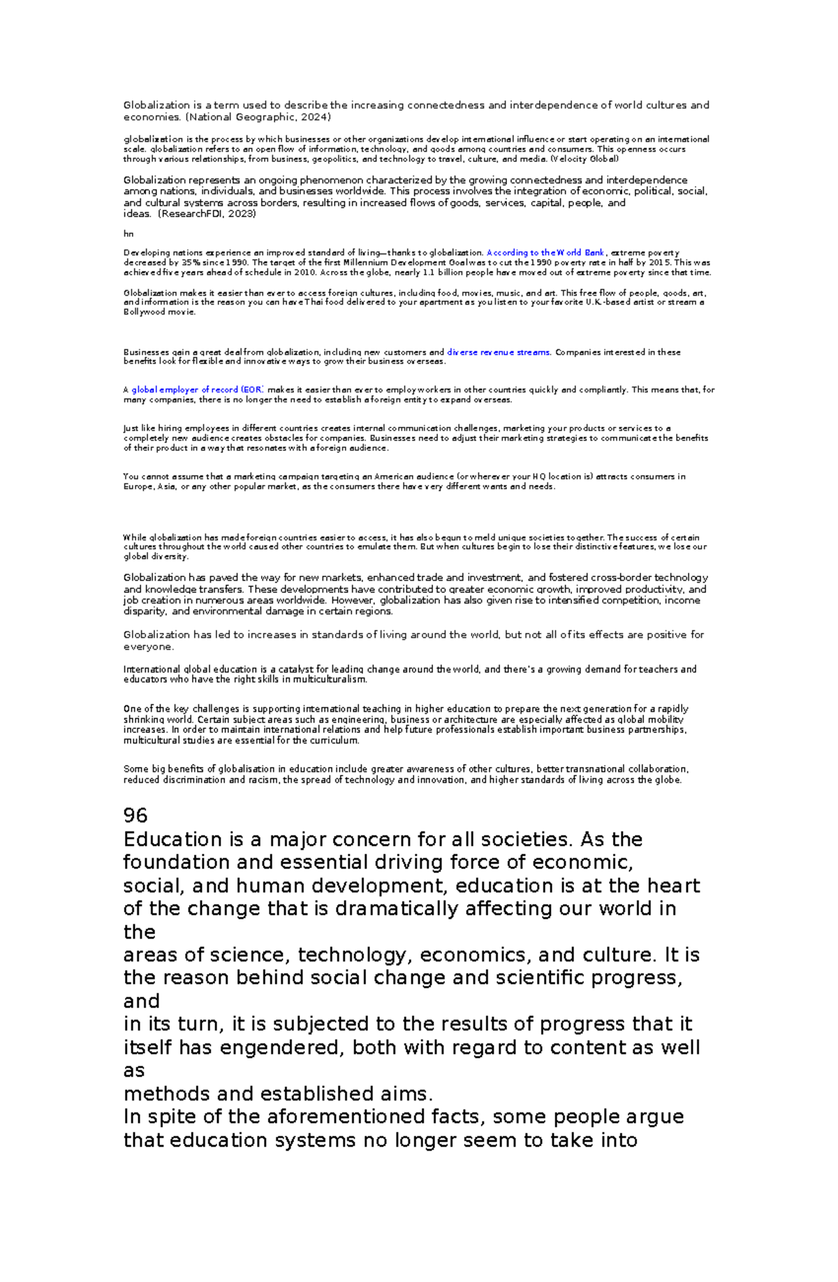 Globalization and Its Impact on Cultures and Economies: A Comprehensive ...