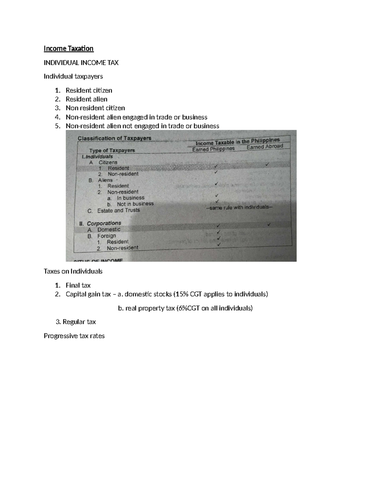 Income Taxation: Individual Taxpayers and Filing Guidelines (TAX 101 ...