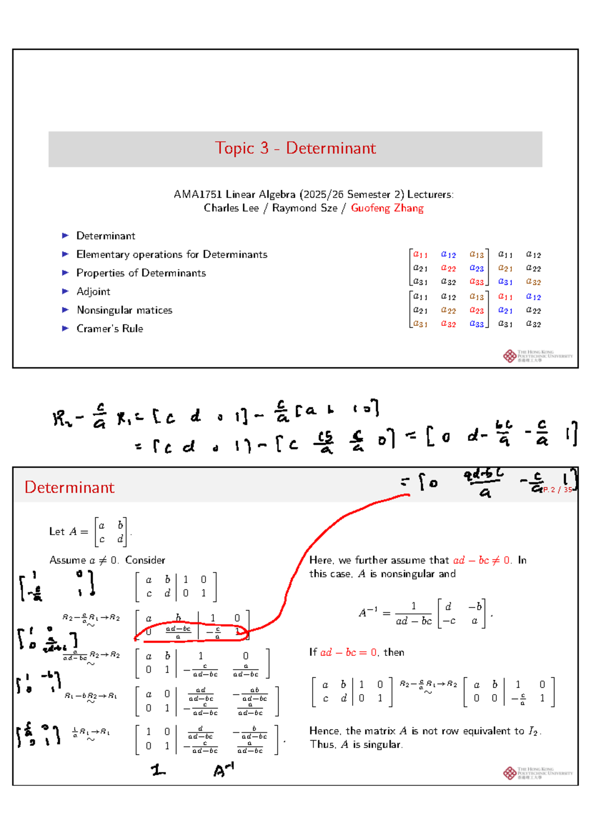 Determinants in Linear Algebra: Lecture Notes (AMA1751) - Studocu