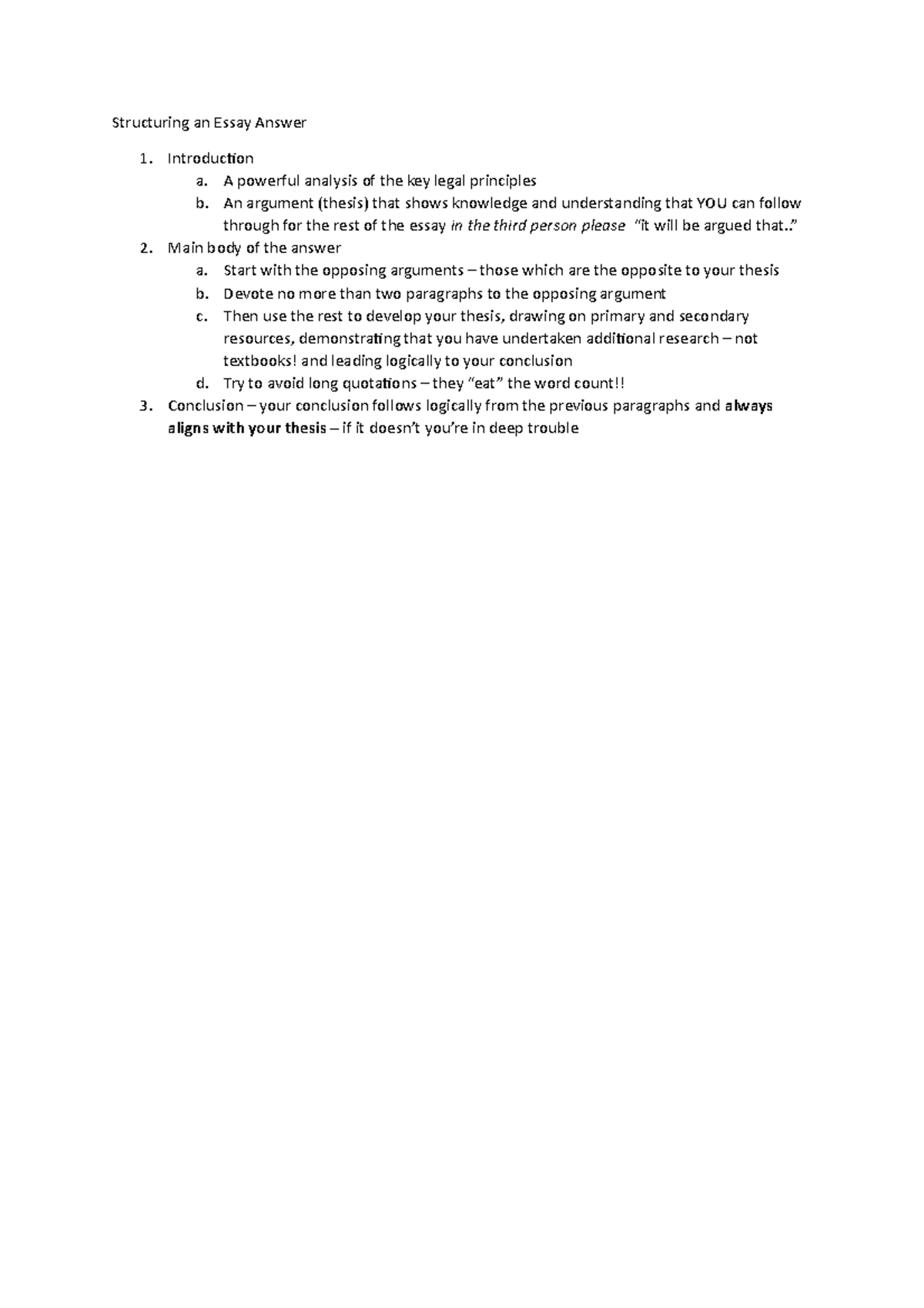 TA - Essay Structuring Guidelines for Effective Analysis - Studocu
