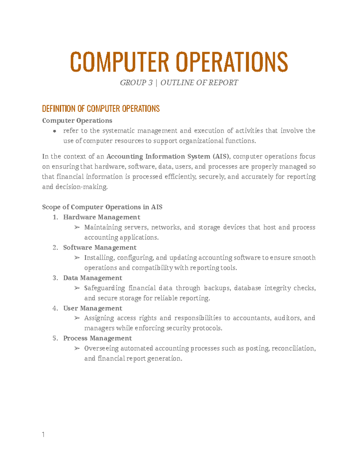 AIS Computer Operations: Overview and Dashboard Insights - Studocu