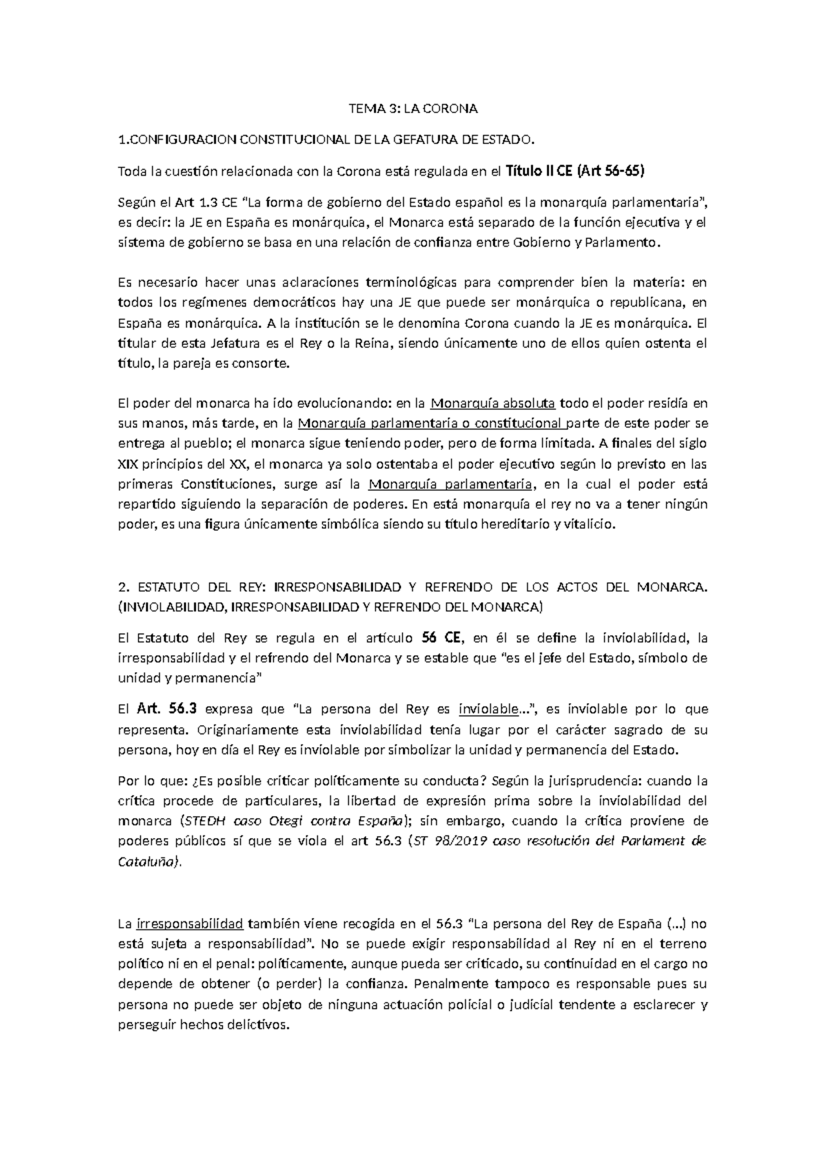 TEMA 4: LAS CORTES GENERALES I - ESTRUCTURA Y FUNCIONES DEL PARLAMENTO ...