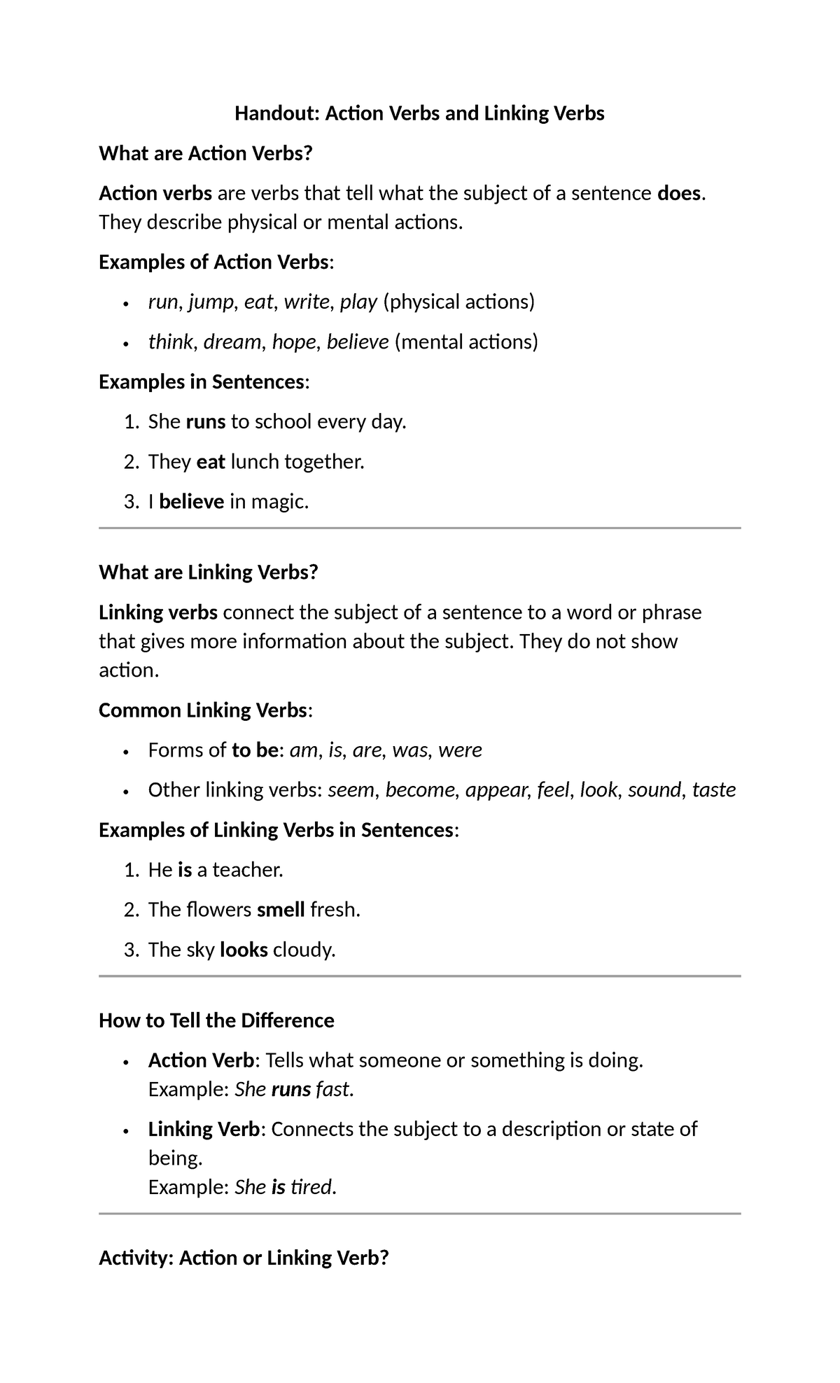 Handouts-AV and LV - Learn the difference between adverbs and linking ...