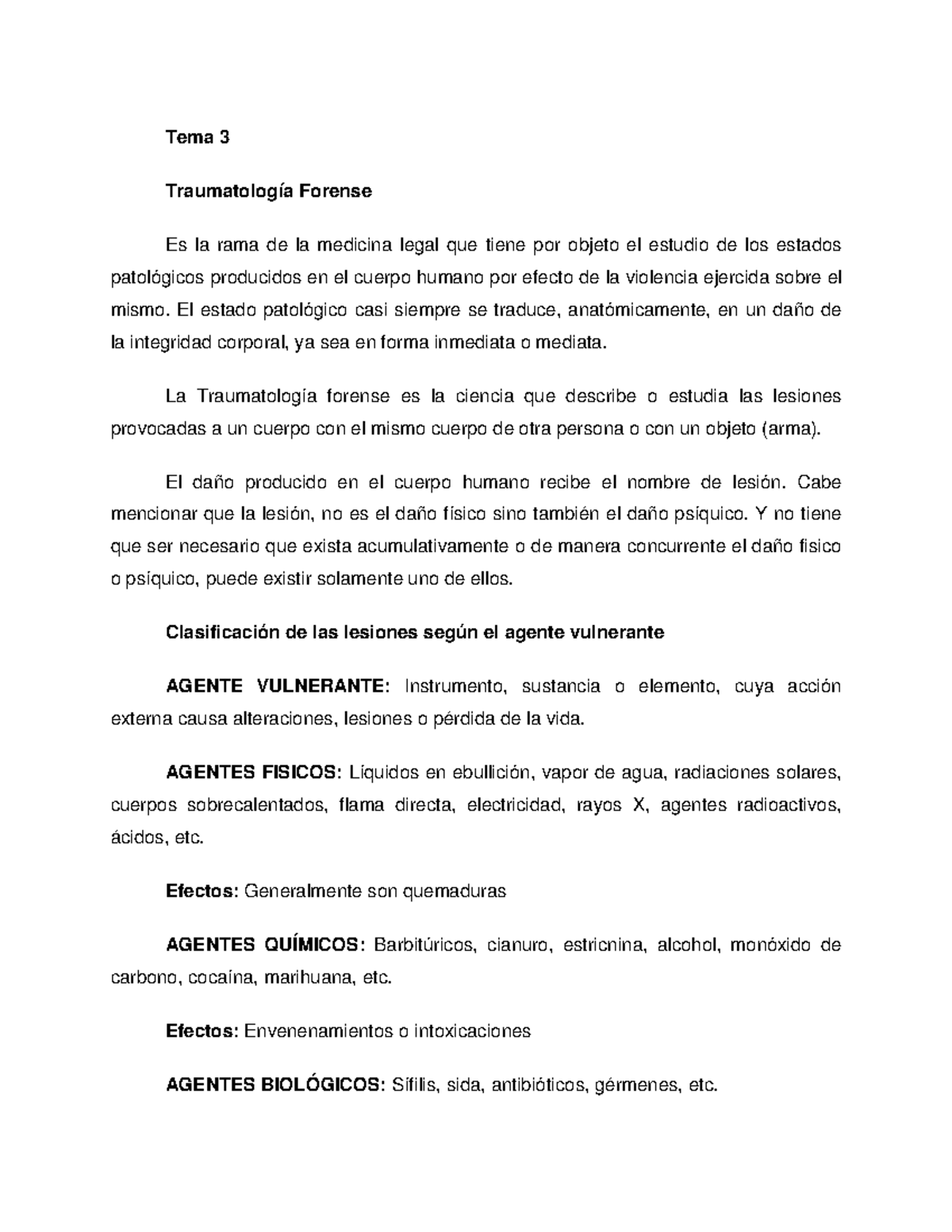 Tema 3 y 4: Traumatología Forense y Lesiones en Medicina Legal - Studocu