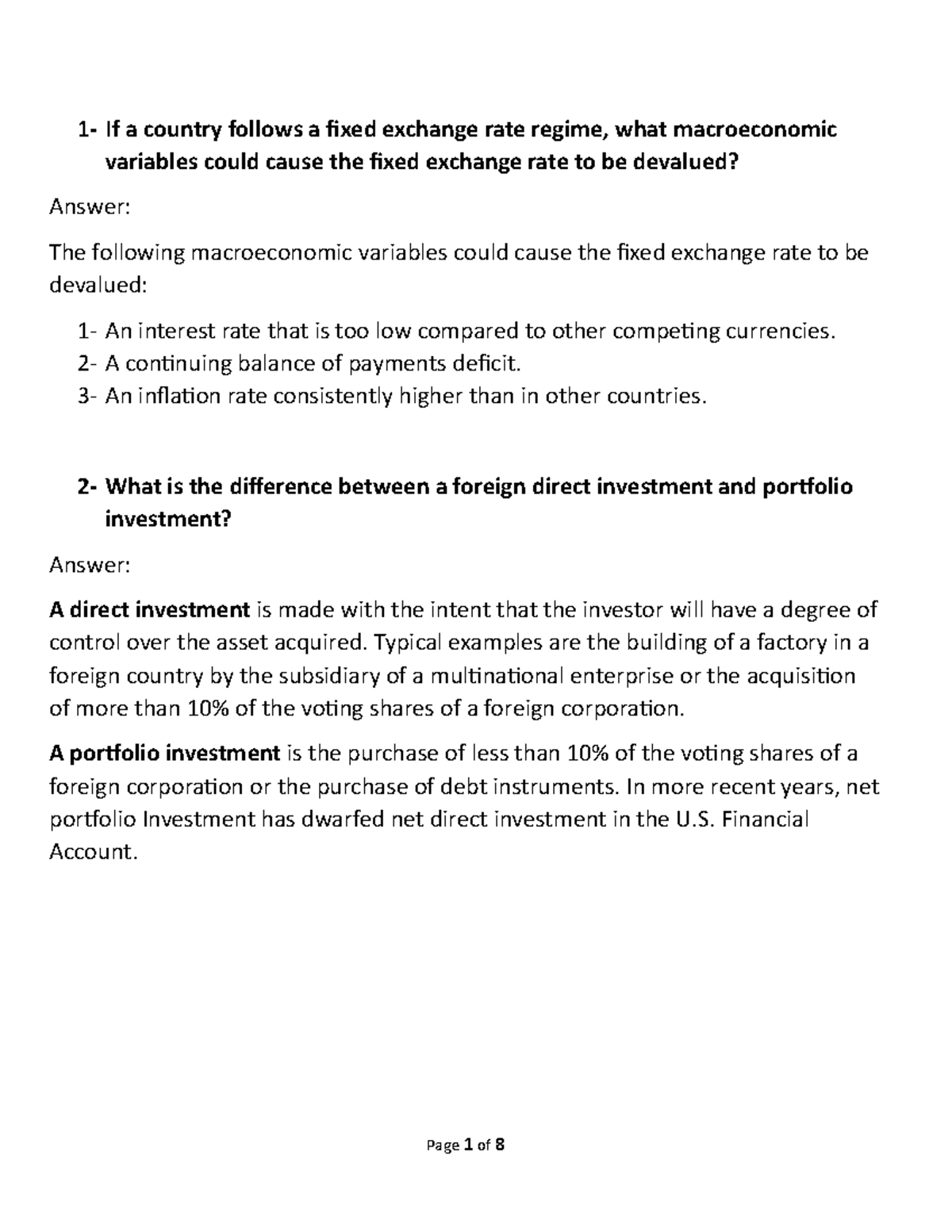 INTL FIN 301 Midterm Exam Q&A: Key Concepts in International Finance ...