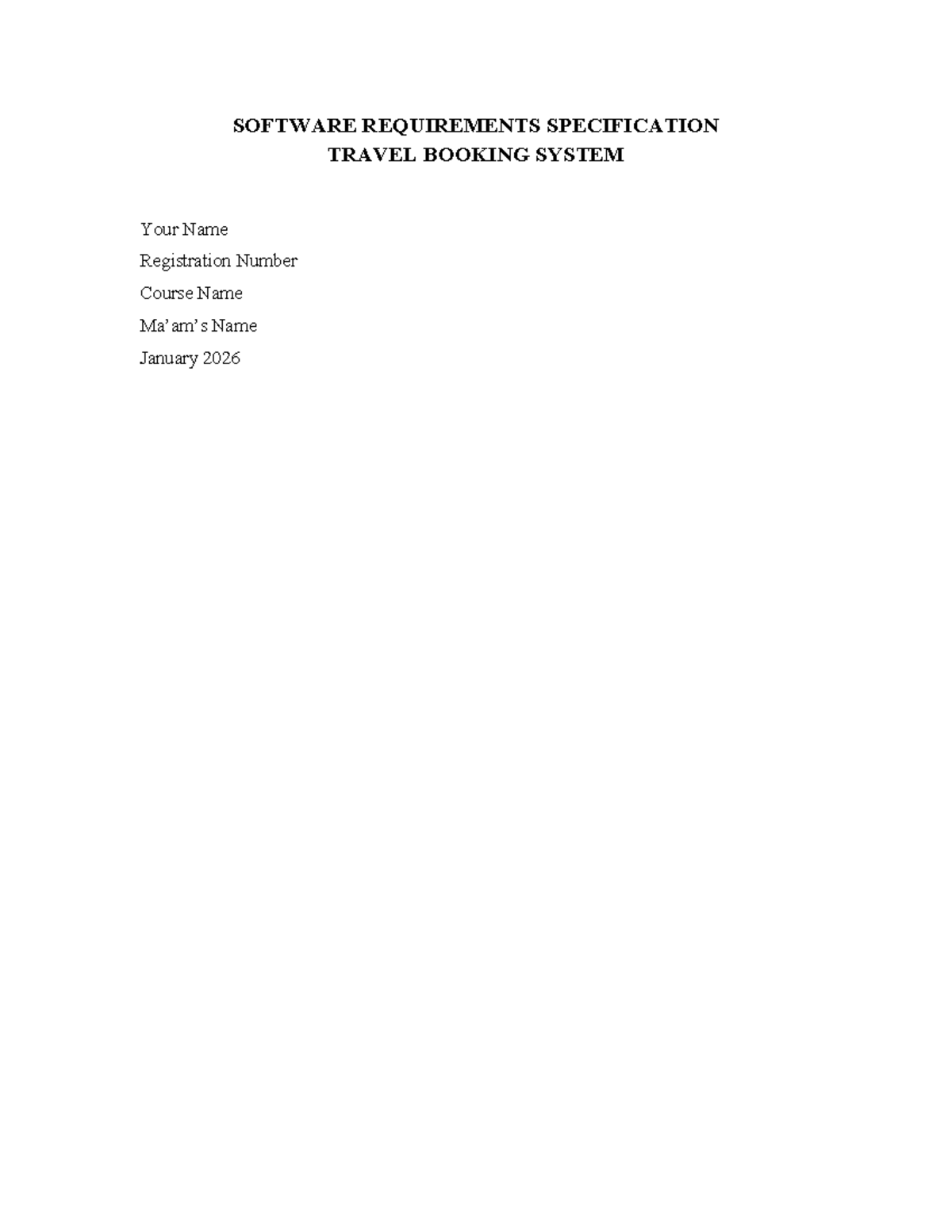 Travel Booking System SRS: Software Requirements Specification - Studocu