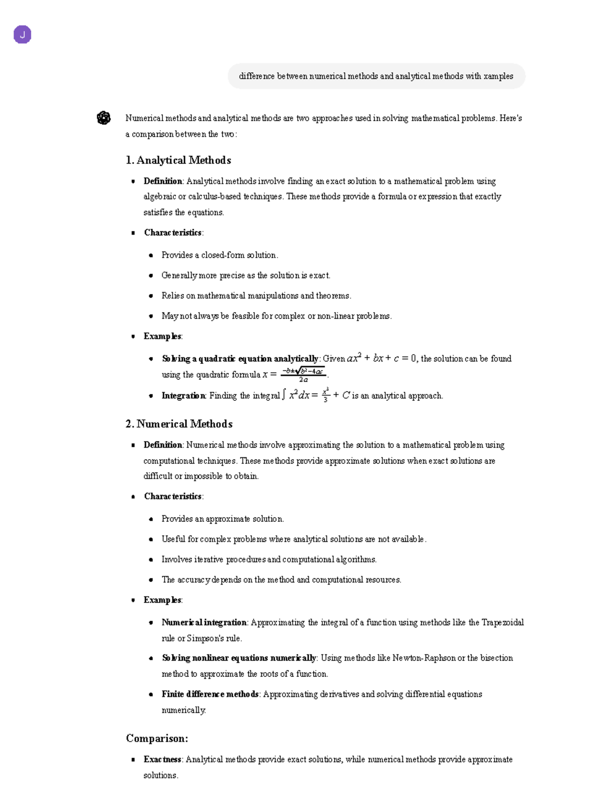 Numerical Methods vs. Analytical Methods: Key Differences & Errors Discussion - Studocu