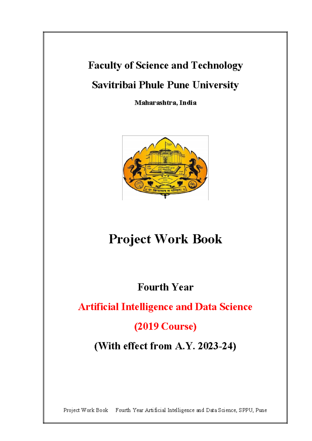 Project Work Book: Fourth Year Artificial Intelligence & Data Science ...
