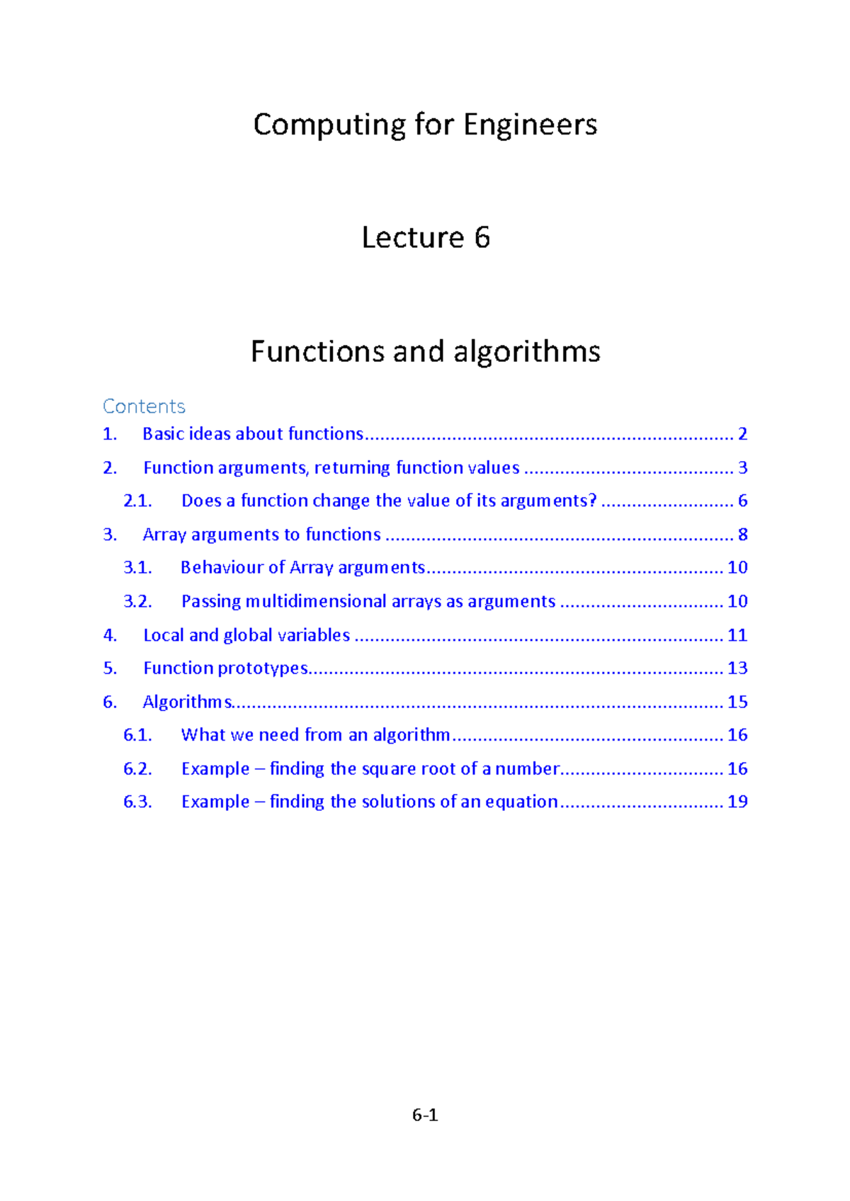 Study Guide - Functions in c language computer science year 1 ...
