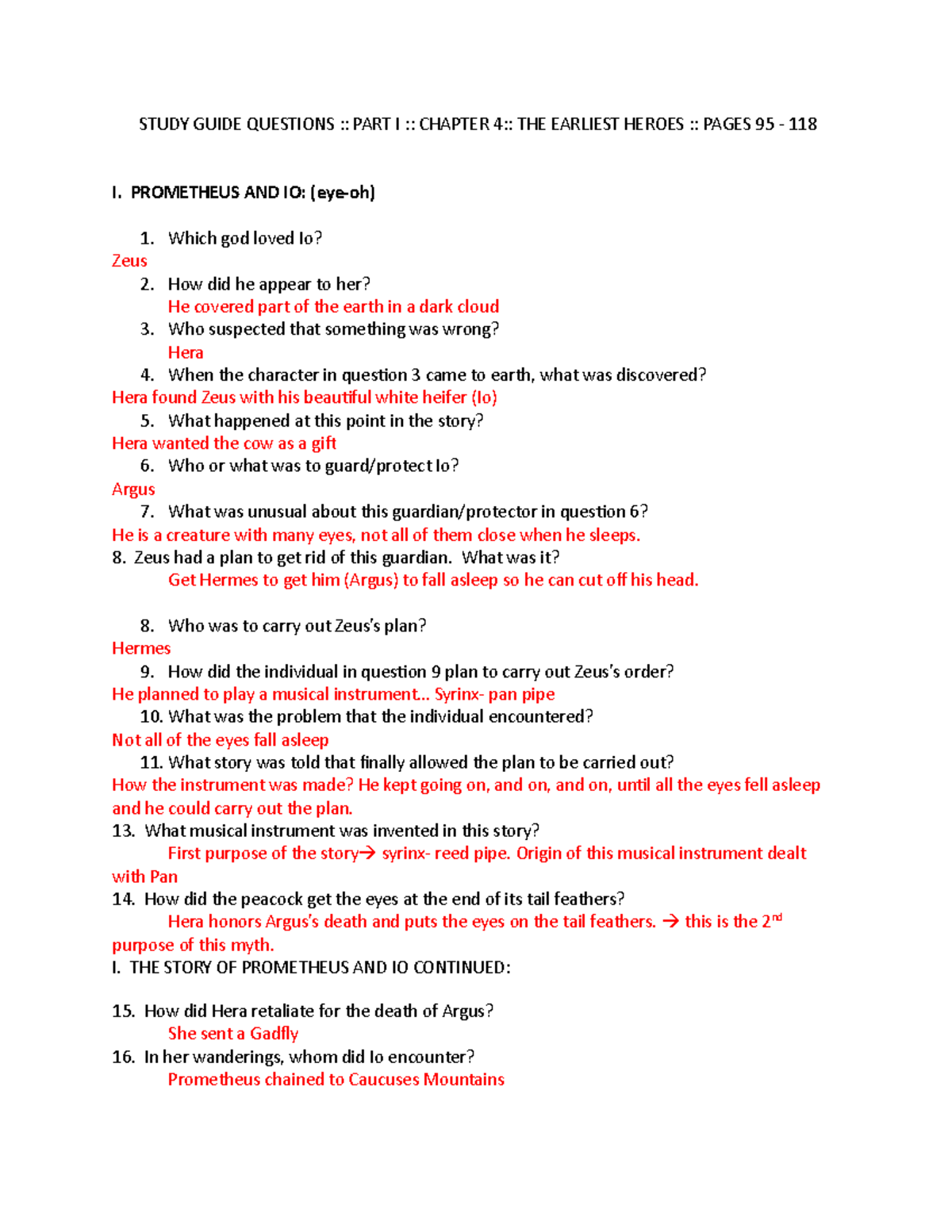Mythology Study Guide: Chapter 4 - The Earliest Heroes Analysis - Studocu