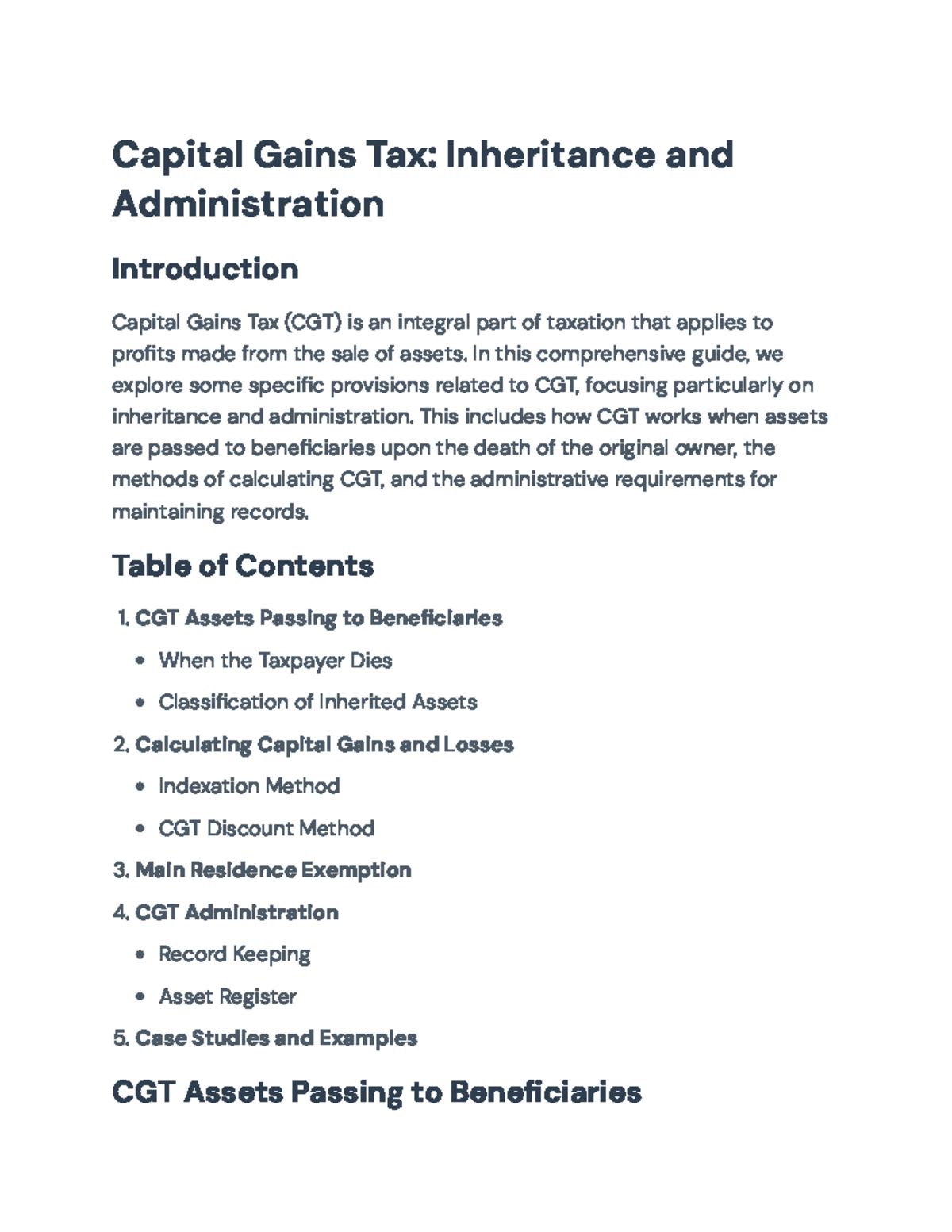 Capital Gains Tax: Inheritance Guidelines and Administration - Capital ...