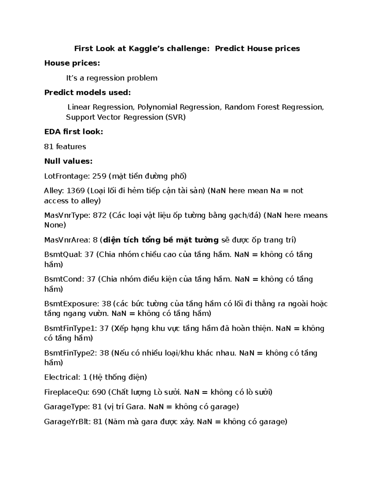 Kaggle Challenge: Predicting House Prices with Regression Models - Studocu