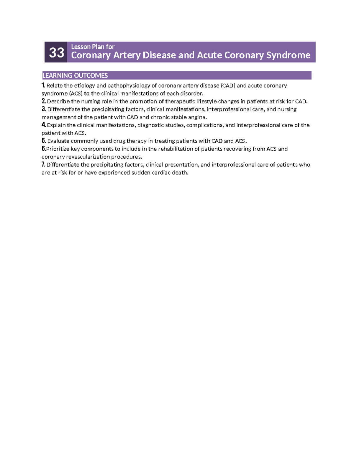 Chapt 33 - CAD & ACS - Student Learning Outcomes - 33 Lesson Plan for ...